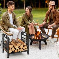China Durable Metal Firewood Rack for Decorative Fireplace Log Storage W33 x D45 x H44cm for sale