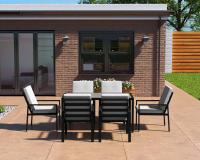 China Outdoor Patio Set Dining Table L150xW90xH73cm with HDPE Tabletop and Metal Frame for sale