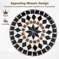 China Outdoor Furniture AJUNION 2 Seating Chair and Table Set Metal Iron Foldable Chair Antique Mosaic Tile Table Bistro Set for sale