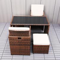 China Space Saving Garden Set Modern Plastic Rattan Corner Table and Chair for Courtyard Patio for sale