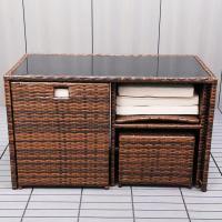 China Space Saving Garden Set Modern Plastic Rattan Corner Table and Chair for Courtyard Patio for sale