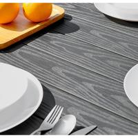 China Aluminum Outdoor 8 Seat Dining Set Teak Wood Slatted Tabletop Dining Table Garden Set for sale