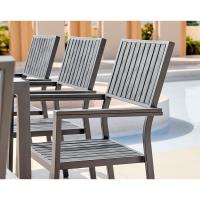 China Aluminum Outdoor 8 Seat Dining Set Teak Wood Slatted Tabletop Dining Table Garden Set for sale