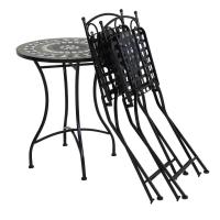 China Sturdy Iron Garden Balcony Bistro Set with Modern Design Style and Ceramic Tile Coating for sale