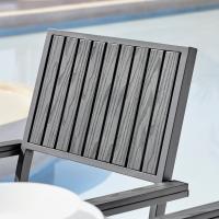 China Aluminum Outdoor 8 Seat Dining Set Teak Wood Slatted Tabletop Dining Table Garden Set for sale