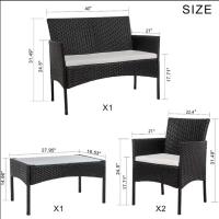 China Outdoor Set Patio Garden Courtyard Four-piece Plastic Rattan Wicker Sofas Chair Table for sale