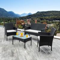 China Outdoor Set Patio Garden Courtyard Four-piece Plastic Rattan Wicker Sofas Chair Table for sale