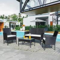 China Outdoor Set Patio Garden Courtyard Four-piece Plastic Rattan Wicker Sofas Chair Table for sale