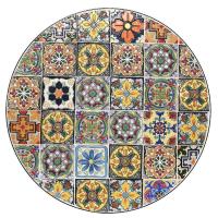 China AJUNION 3pcs Outdoor Bistro Metal Table Chair Set Antique Mosaic Ceramic for Garden for sale