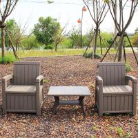 China Banquet Outdoor Garden Hotel Patio Waterproof Plastic Loveseat Sofa Chair Set with Table for sale