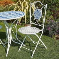 China Modern Design Ceramic Tile and Powder Coated Iron Bistro Set for Outdoor Garden Patio for sale