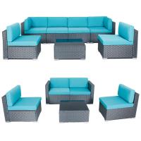 China Outdoor Indoor Patio Garden Balcony Pool Furniture Woven Rattan Sectional Modular Set for sale