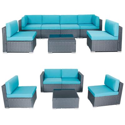 China Outdoor Indoor Patio Garden Balcony Pool Furniture Woven Rattan Sectional Modular Set for sale