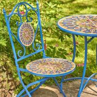 China Iron Crafts Mosaic Bistro Set 3pcs Balcony Set with Foldable Table and Chair by AJUNION for sale