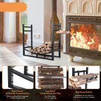 China 30inch Heavy Duty Firewood Rack Power Coated Steel Log Holder for Fireplace Decoration for sale