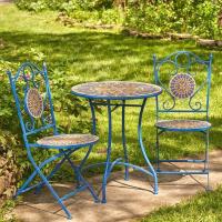 China Iron Crafts Mosaic Bistro Set 3pcs Balcony Set with Foldable Table and Chair by AJUNION for sale