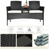 China Outdoor Garden Cafe Camping Patio Courtyard Chair Party PE Rattan Wicker Loveseat Set for sale