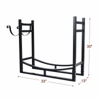 China 30inch Heavy Duty Firewood Rack Power Coated Steel Log Holder for Fireplace Decoration for sale