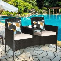China Outdoor Garden Cafe Camping Patio Courtyard Chair Party PE Rattan Wicker Loveseat Set for sale