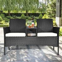 China Outdoor Garden Cafe Camping Patio Courtyard Chair Party PE Rattan Wicker Loveseat Set for sale