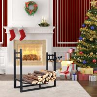 China 30inch Heavy Duty Firewood Rack Power Coated Steel Log Holder for Fireplace Decoration for sale