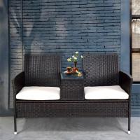 China Outdoor Garden Cafe Camping Patio Courtyard Chair Party PE Rattan Wicker Loveseat Set for sale