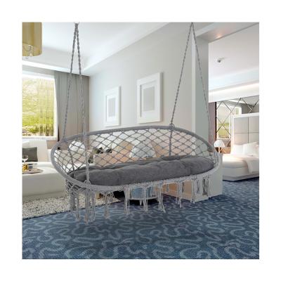 China Outdoor Garden Patio Double Seat Hammock Chair Handmade with Cotton Rope Mail Packing for sale