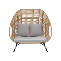 China Comfortable Outdoor Double Seat Standing Egg Chair in PE Rattan and Steel Frame for sale