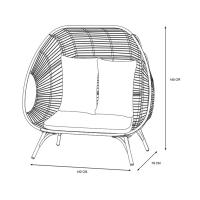 China Comfortable Outdoor Double Seat Standing Egg Chair in PE Rattan and Steel Frame for sale