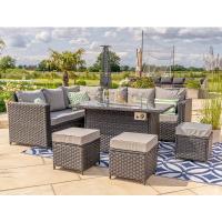 China Modular Furniture Wicker Rattan Outdoor Set with Fire Pit Table AJUNION Garden Design for sale
