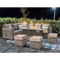 China Modular Furniture Wicker Rattan Outdoor Set with Fire Pit Table AJUNION Garden Design for sale
