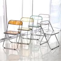 China Metal Steel Frame Clear Acrylic Folding Chairs for Wedding Banquet Restaurant Garden for sale
