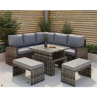 China Upgrade Your Patio with AJUNION Garden Furniture Rattan Sofa and Adjustable Table for sale