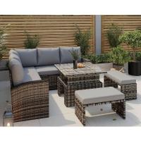 China Upgrade Your Patio with AJUNION Garden Furniture Rattan Sofa and Adjustable Table for sale