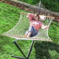 China Cozy Portable Folding Cotton Rope Mesh Hammock Bed for Outdoor Indoor Garden Camping for sale
