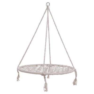 China Outdoor Indoor Garden Camping Metal Swing Chair with Cotton Rope and Foldable Design for sale