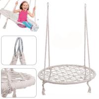 China Outdoor Indoor Garden Camping Metal Swing Chair with Cotton Rope and Foldable Design for sale