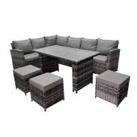 China AJUNION 9 Piece Rattan Garden Dining Set Wicker Rattan Outdoor Furniture Outdoor Sofa Set for sale