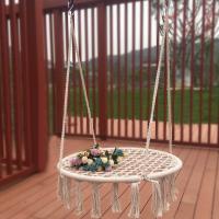 China Outdoor Indoor Garden Camping Metal Swing Chair with Cotton Rope and Foldable Design for sale