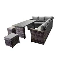 China AJUNION 9 Piece Rattan Garden Dining Set Wicker Rattan Outdoor Furniture Outdoor Sofa Set for sale