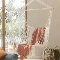 China Indoor and Outdoor Metal Frame Outdoor Swing Chair with Cotton Rope Hanging Hammock for sale