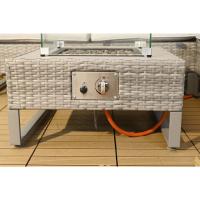 China Outdoor Rattan Sectional Sofa Set with Fire Pit Table and Storage Box AJUNION 4 Seater for sale