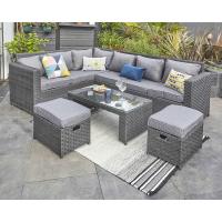 China Garden Set AJUNION 8 Seater Outdoor Furniture Rattan Corner Lounge Sofa Set for Backyard for sale