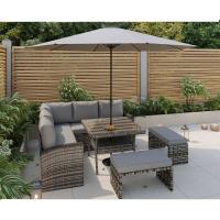 China PE Rattan All Weather Garden Furniture Set Leisure Outdoor Corner Sofa Lounge Set for sale