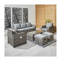 China All Weather Rattan Outdoor Sofa Set Three Seater L182xW70xH78cm Cushion Thickness 9cm for sale