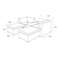 China 5 Piece Wicker Rattan Modular Outdoor Sofa Modern Design Style L70xW40xH39cm Table Size for sale
