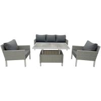China Modern Style 4 Piece Outdoor Rattan Furniture Lounge Set with L193xW71xH77cm Sofa Size for sale