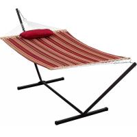 China Outdoor Camping Portable Lightweight Folding Double Cotton Hammocks with Metal Stand for sale