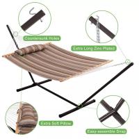 China Outdoor Camping Portable Lightweight Folding Double Cotton Hammocks with Metal Stand for sale