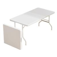 China Modern Design Stock size Portable Plastic White Folding Banquet Table for Picnic Party for sale